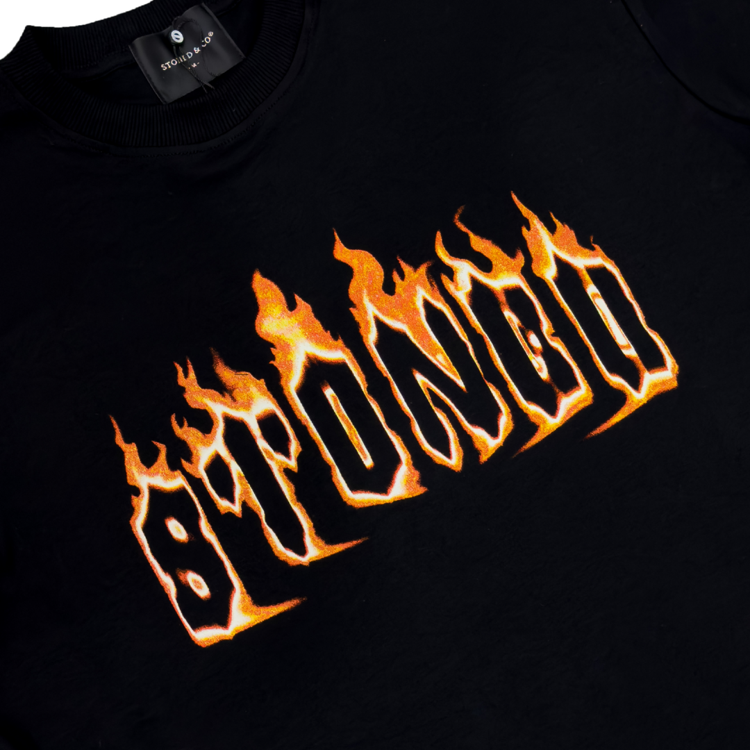 Stoned Retro : Flame Tee Black – Stoned & Co Group
